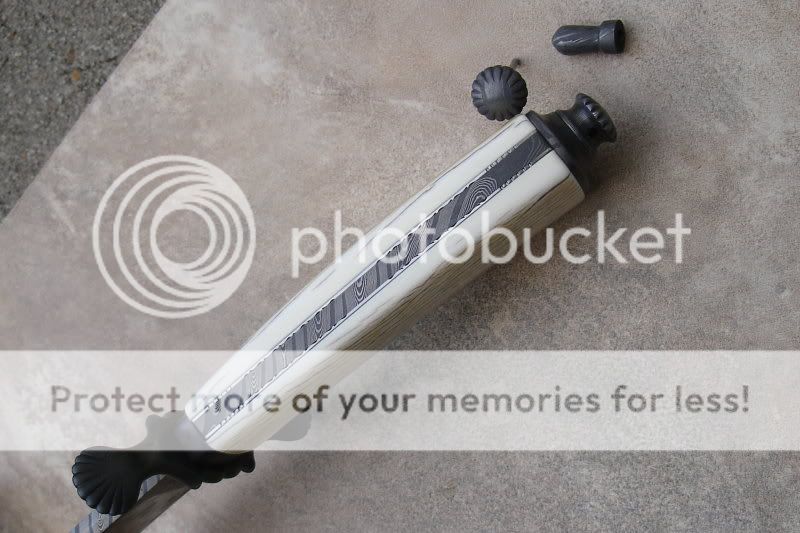 11 1/4" Damascus Shell Guard- Bark Elephant Ivory Take-Down-Fisk Micro ...